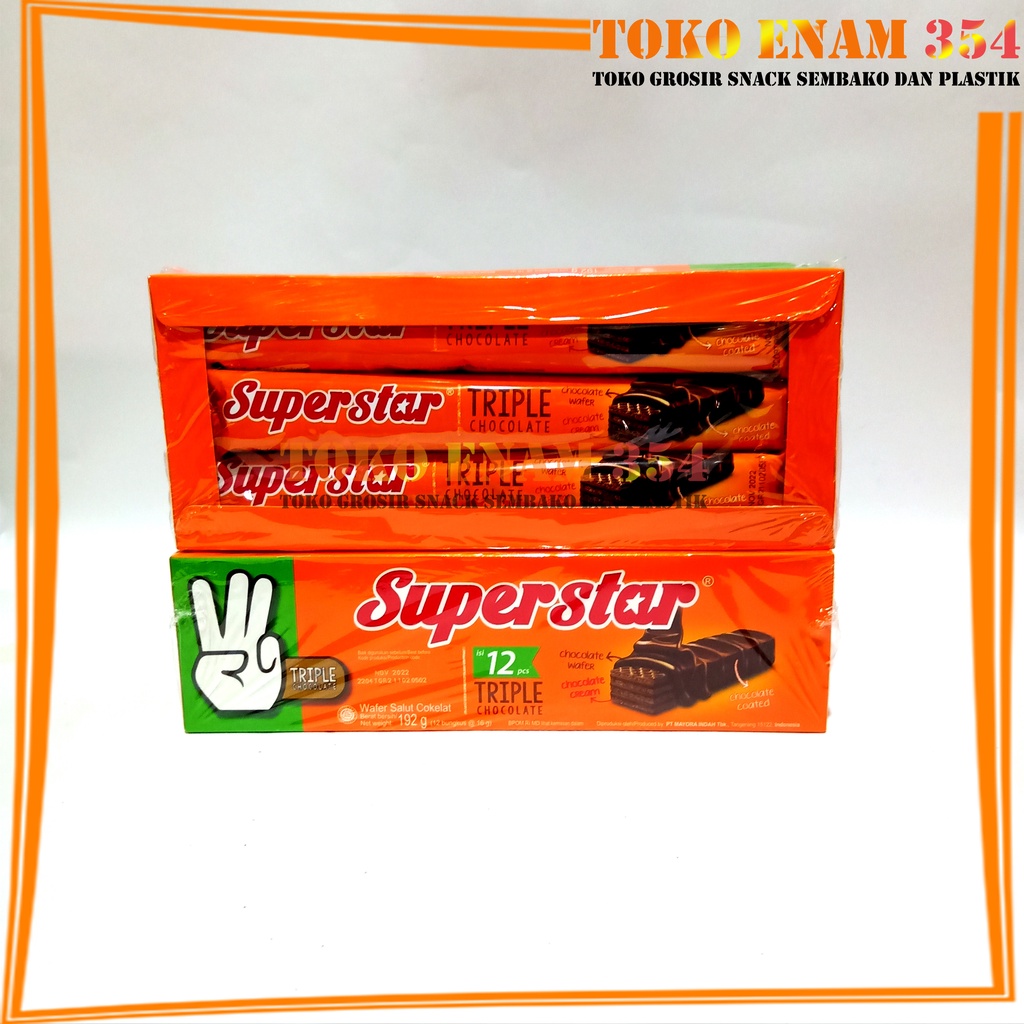 Superstar Wafer Triple Chocolate 1 Box Contains 16 Gr x 20pcs+Bonus ...