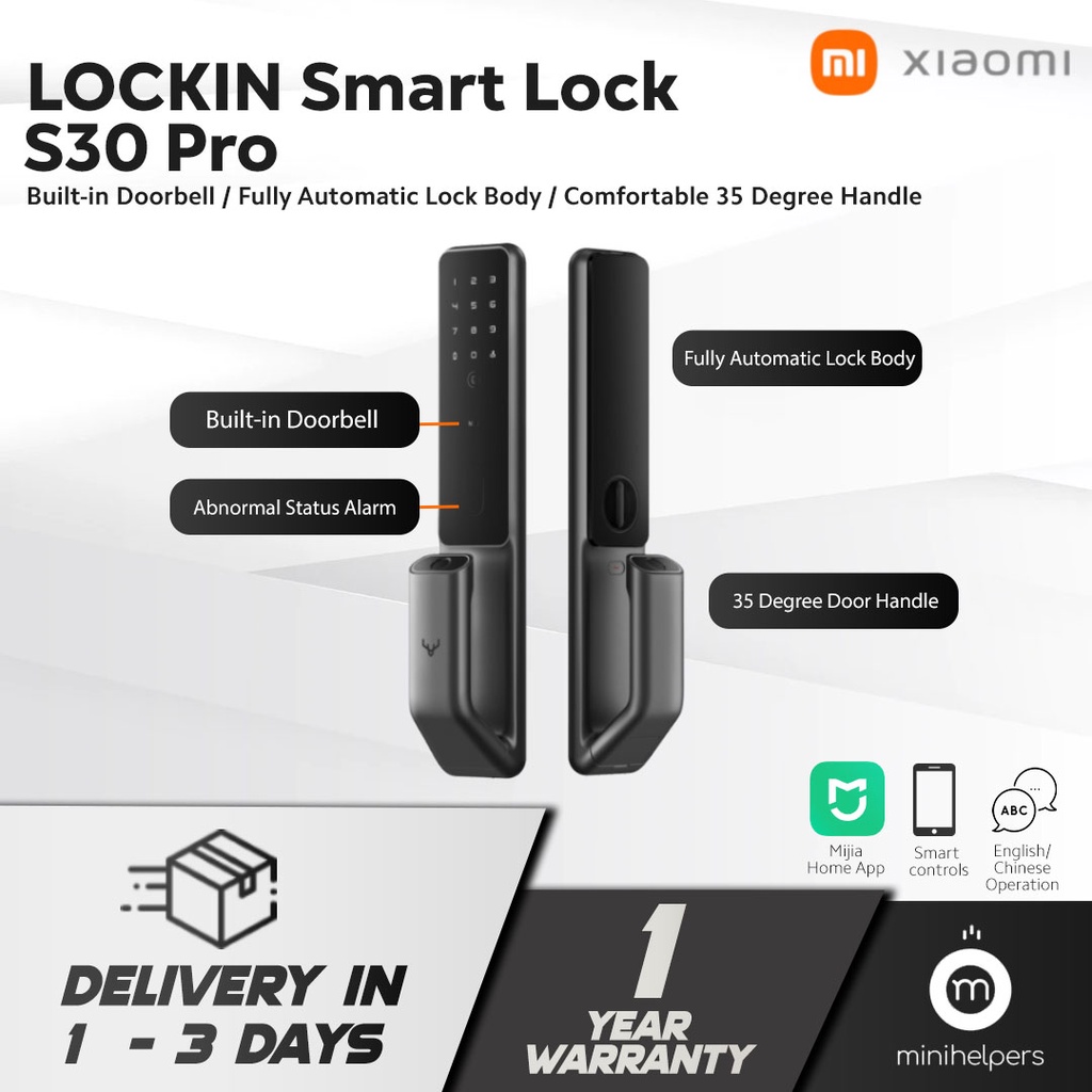 Lockin Push Pull Digital Door Lock S30 Pro | Smart IoT with Smart ...