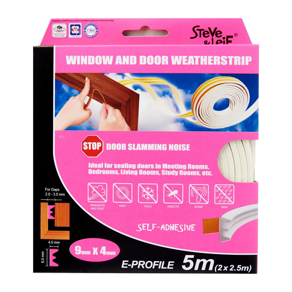 Steve and Leif E-Profile Weatherstrips 9X4Mm 5 Meters Door/Window Seals ...