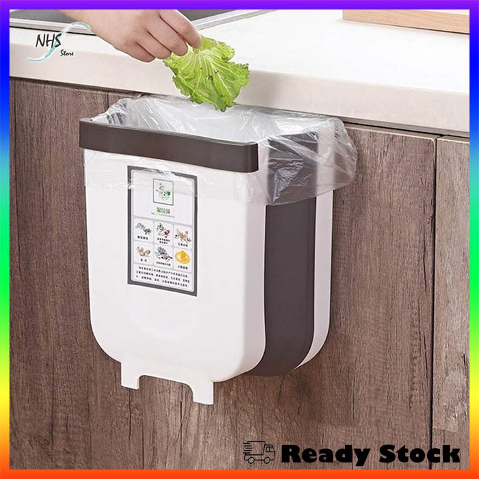 Foldable Hanging Waste Bin / Trash Can / Tong Sampah Lipat | Shopee ...