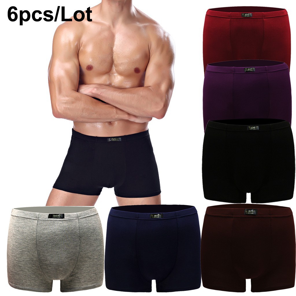 6pcs/Lot Men Boxers Solid Color Modal Cotton Breathable Teenager Youth ...
