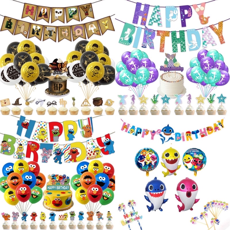 Ready Stock- Mermaid| Sesame Street| Baby Shark| Harry Potter Birthday ...