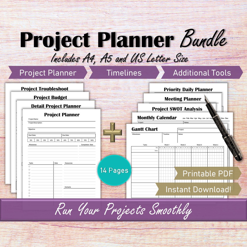 Project Management Planner, Project Planner Business Planner, Project ...