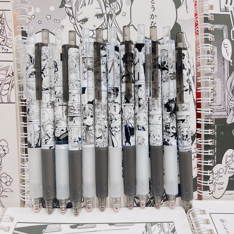 Anime Character Pen Black Cute Comic Press Gel Pen Student Stationery ...