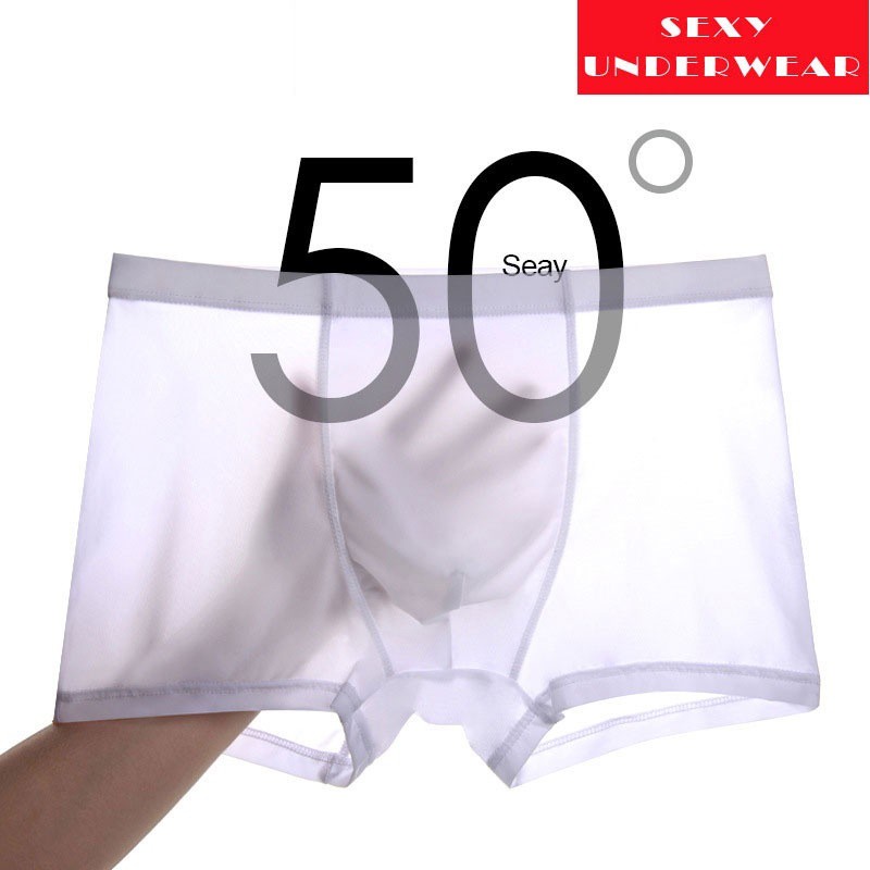 Sexy Underwear Men Translucent Ice Silk Boxer Shorts Thin Cool Clothes ...
