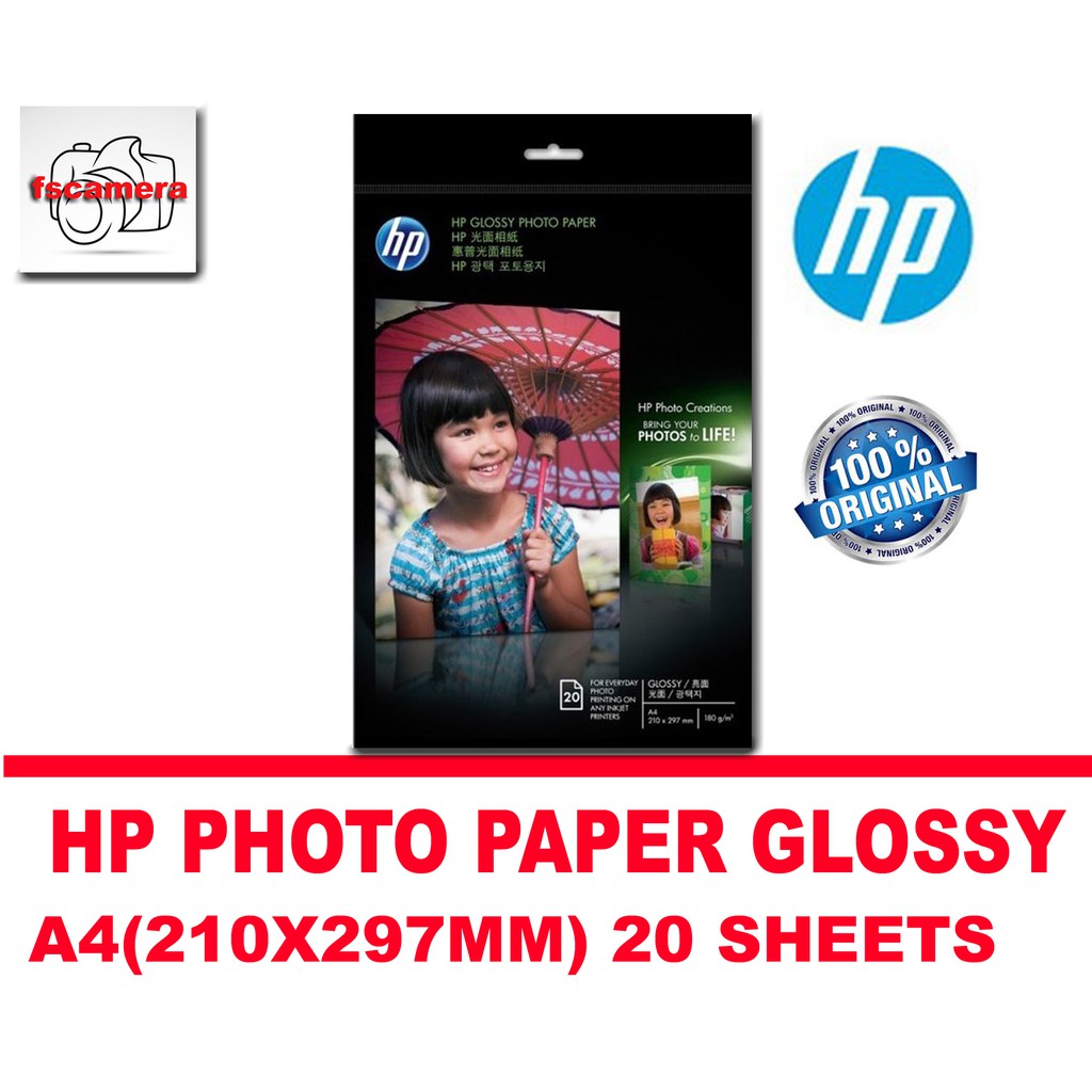 HP PHOTO PAPER A4 GLOSSY 20 SHEETS (Compatible with DESKJET) | Shopee ...