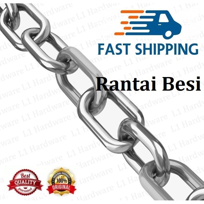 Galvanized Iron Link Steel Metal Chain / Besi Rantai Besi | Shopee ...