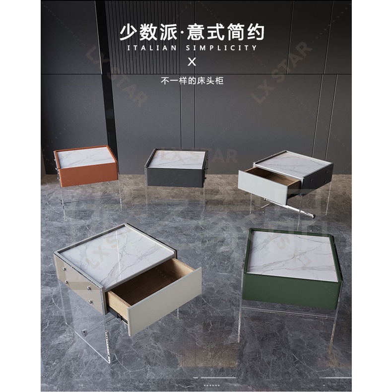 Transparent Bedside Table Light Acrylic Luxury Modern Simple Mini ...