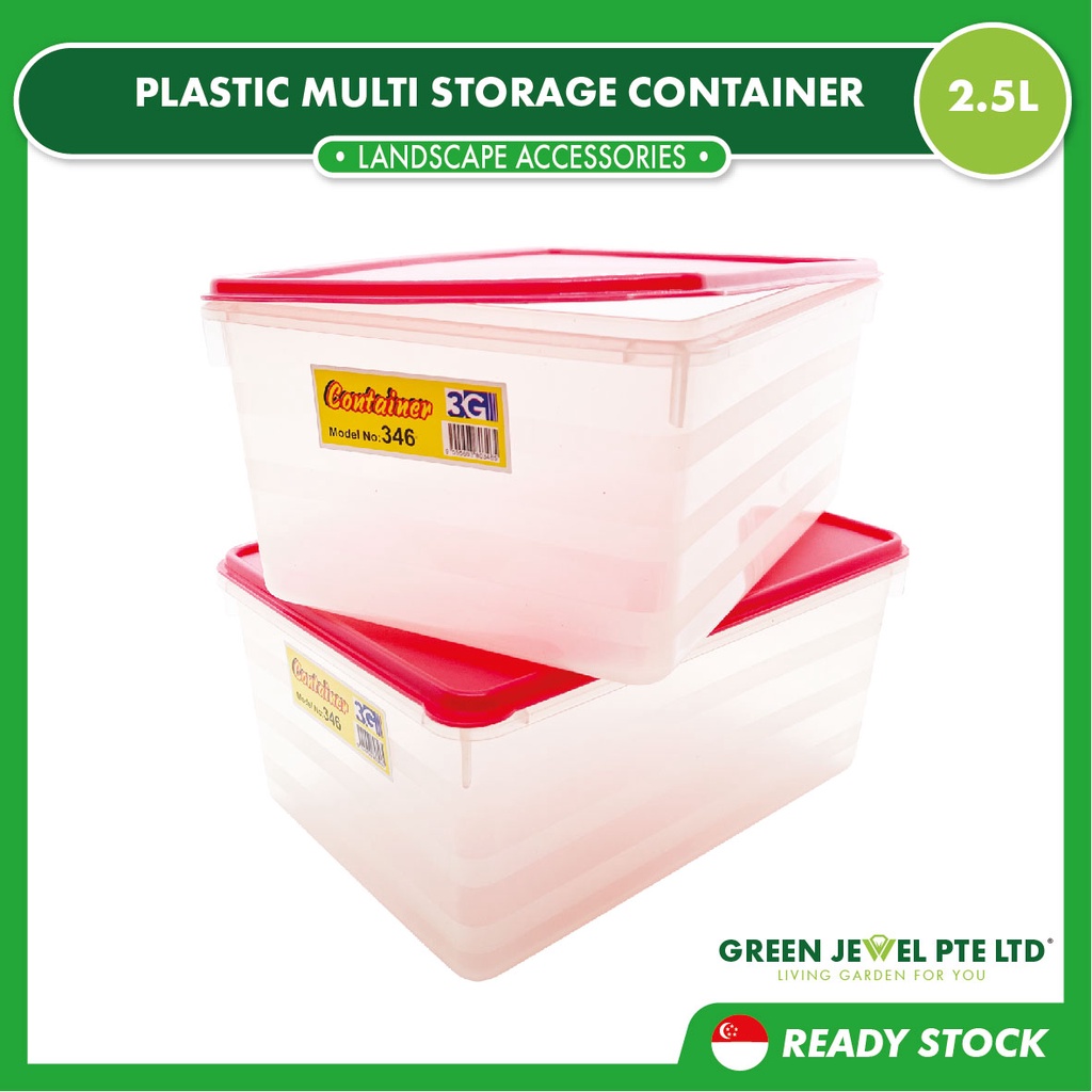 Plastic Multi Storage Container/Boxes(2.5L), Translucent with Pink ...