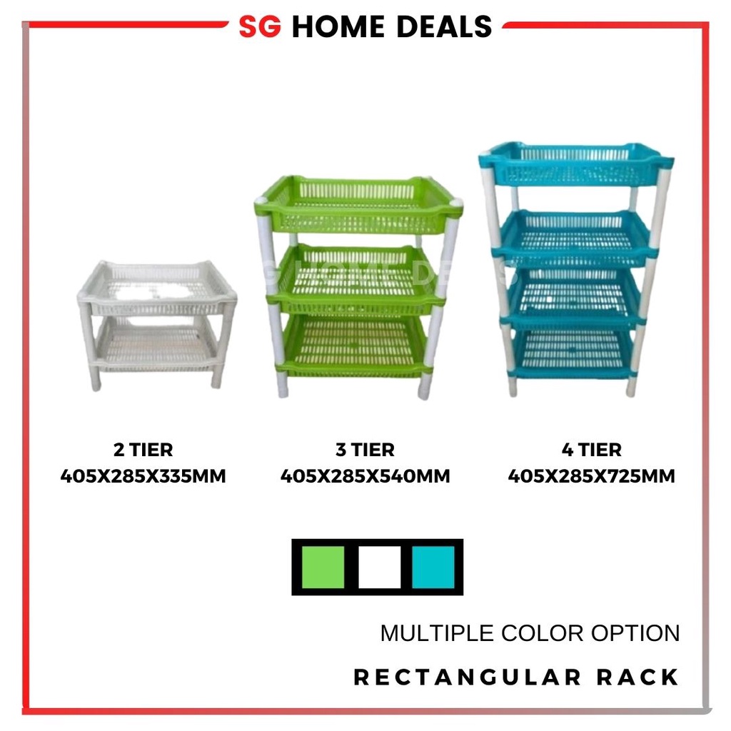 [SG STOCKS] Multipurpose Rectangular Rack 2/3/4 Tier | Shopee Singapore