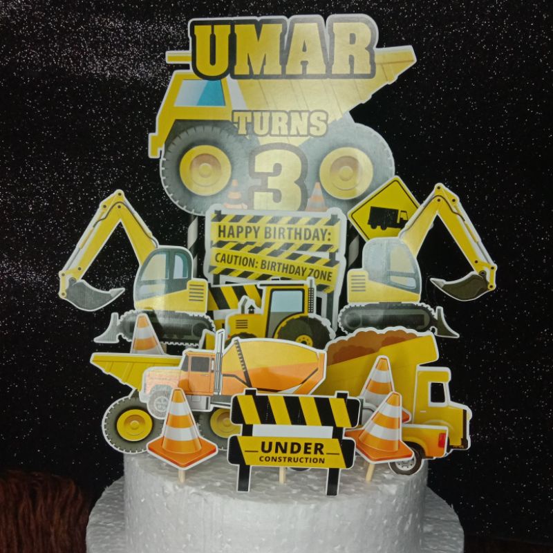 Construction Cake Topper 2 in 1 (Cake Topper + Sticker) | Shopee Singapore
