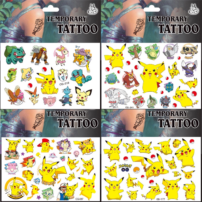 Pokemon Pikachu Go Temporary Children's Kids Waterproof Fake Tattoos ...