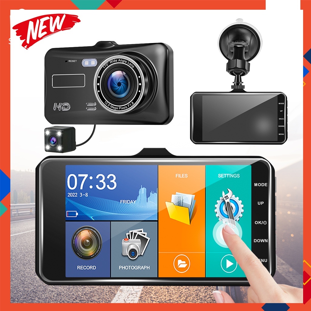 Driving Recorder 4 Inch Car DVR Camera 1080P Full HD Dual Lens Vehicle ...