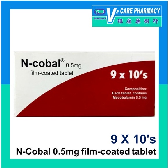 N-Cobal 0.5mg film coated tablet 9X10's Mecobalamin B12 (Exp: 11/2026 ...