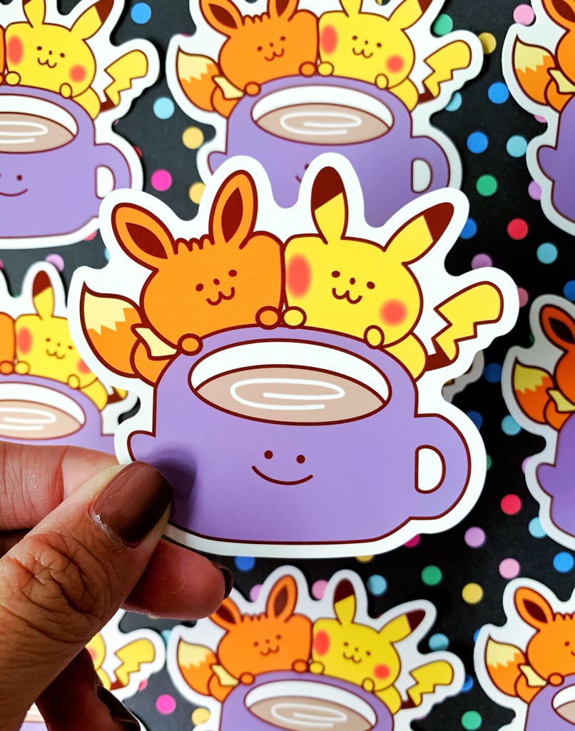 💖WATERPROOF💖 Vulpix & Pikachu with Teacup Pokemon Sticker #782 | Shopee ...