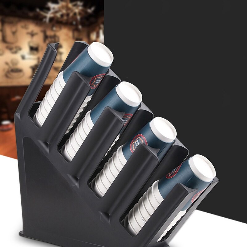 4 Compartments Plastic Cup Holder Rack Counter Top Organizer Coffee Cup ...