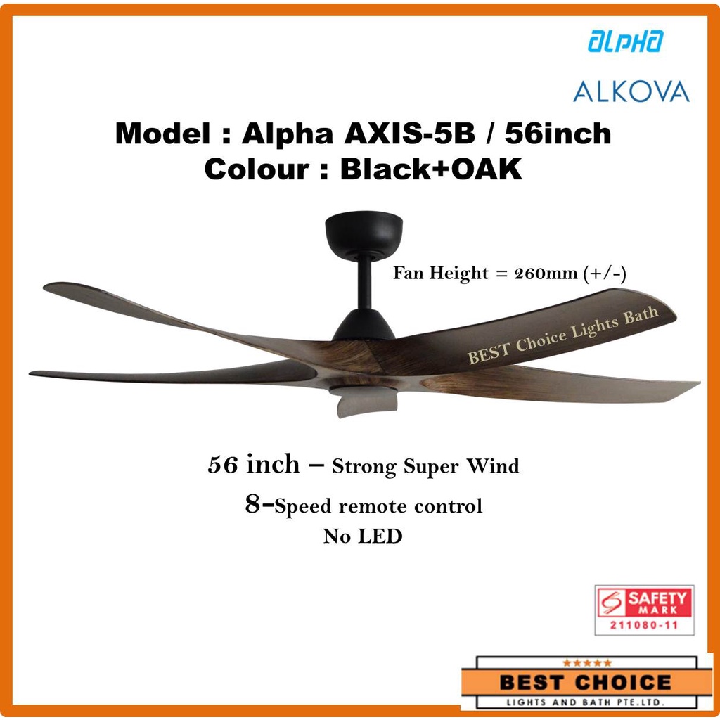 $339 ALPHA ALKOVA AXIS Ceiling Fan DC Motor NO-Led Light 56Inch(5Blades ...