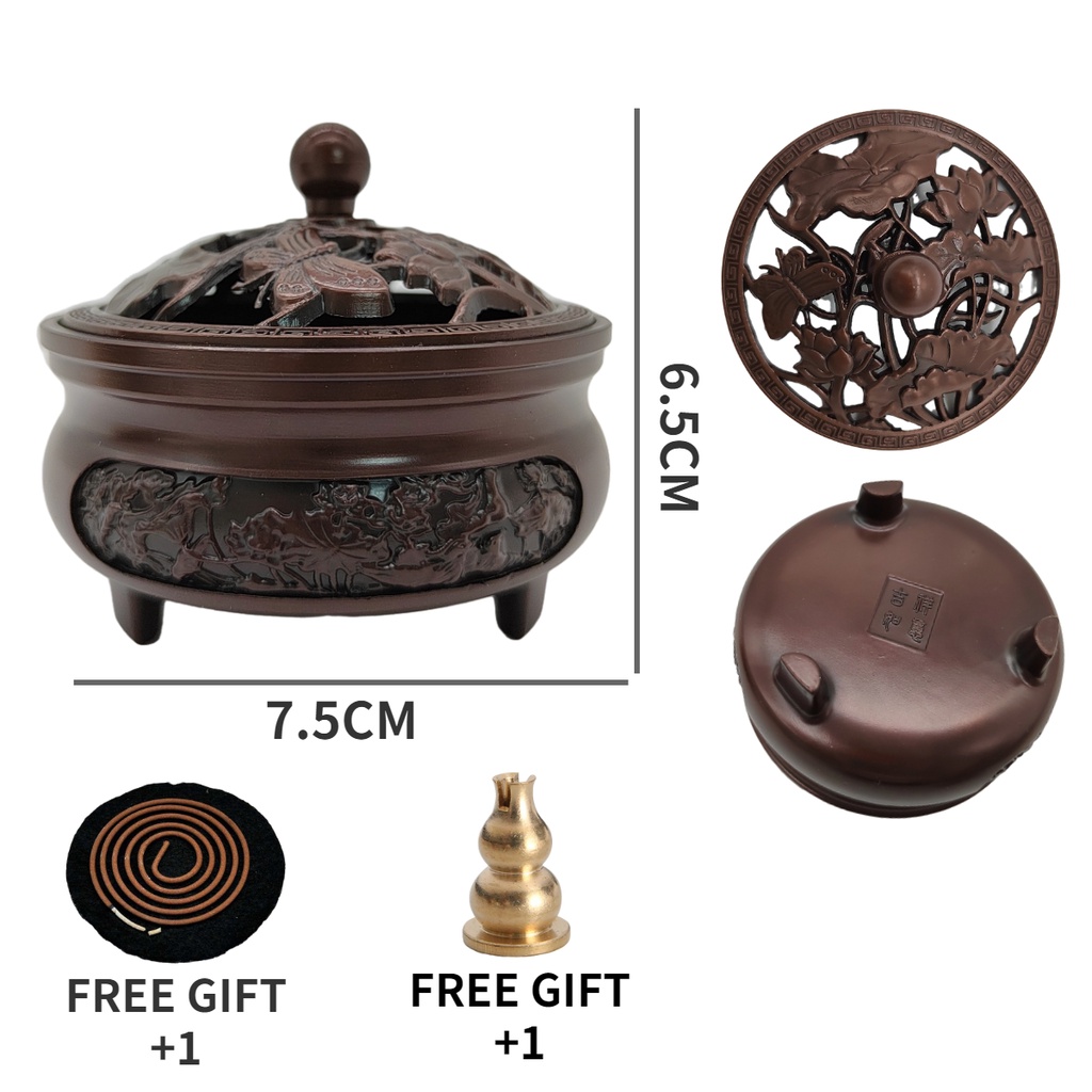 中式盘香銅香爐 Incense coil burner copper Incense stick holder modern Joss ...
