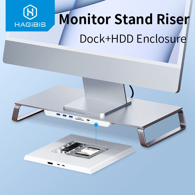 💎 11.11 READY STOCK💎Hagibis Monitor Stand Riser USB-C Hub with Dual ...