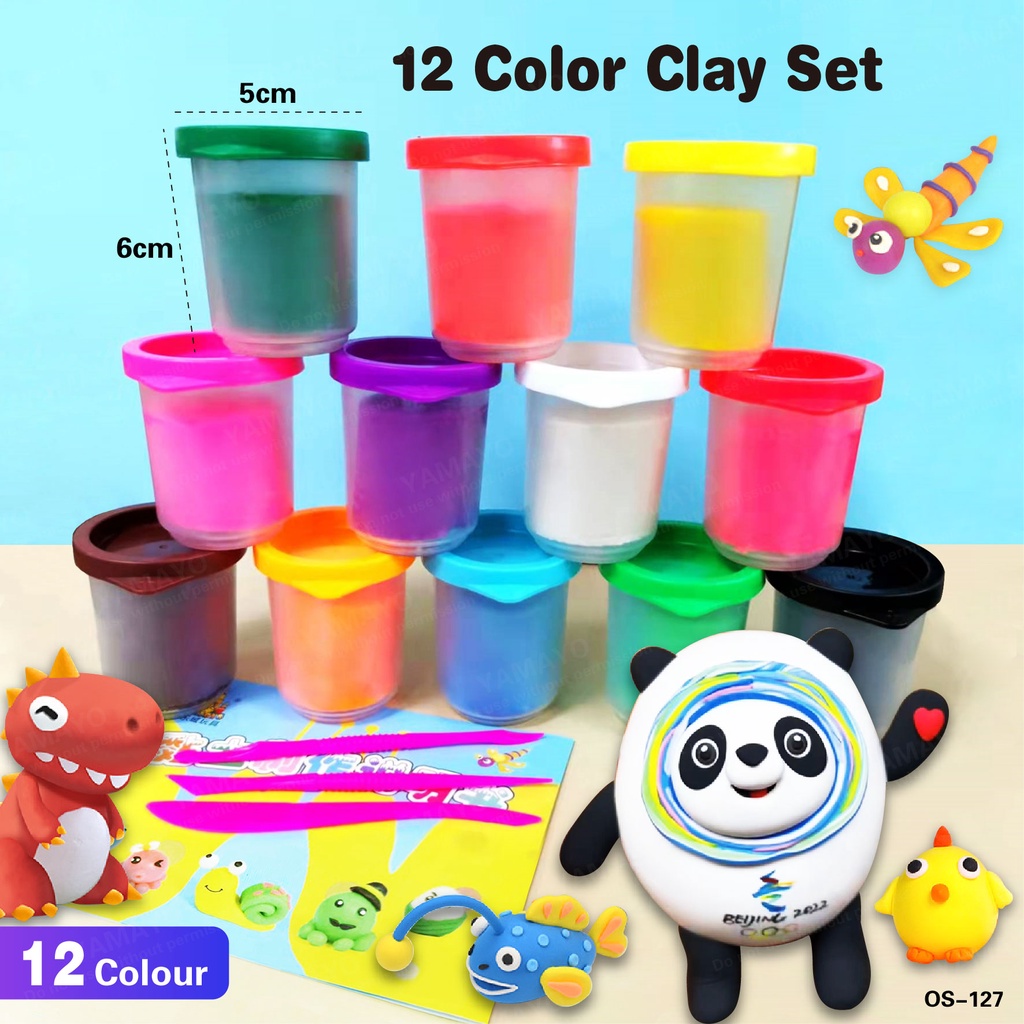 12 Colour Wheat Flour Clay Set || Non-toxic Superlight || Children ...