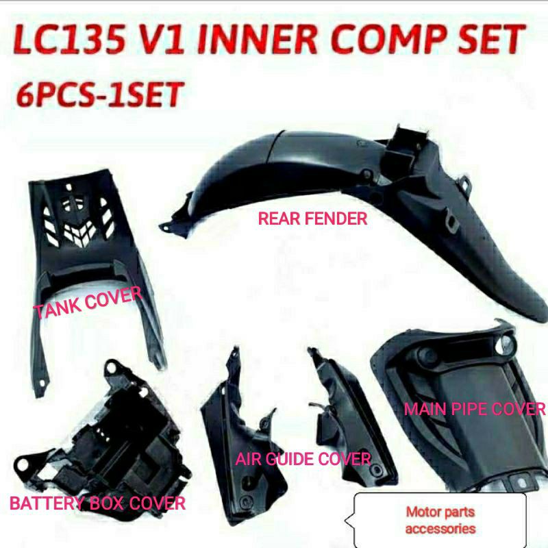 LC135 V1 INNER COVER FULL SET 6PCS REAE FENDER / TANK COVER / AIR GUIDE ...