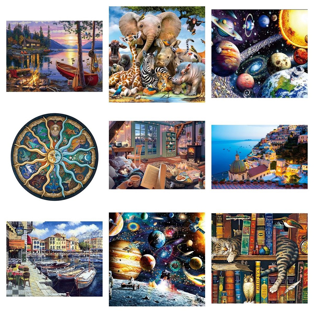 Jigsaw puzzle of 1000 pieces of random cut paper (including circle ...