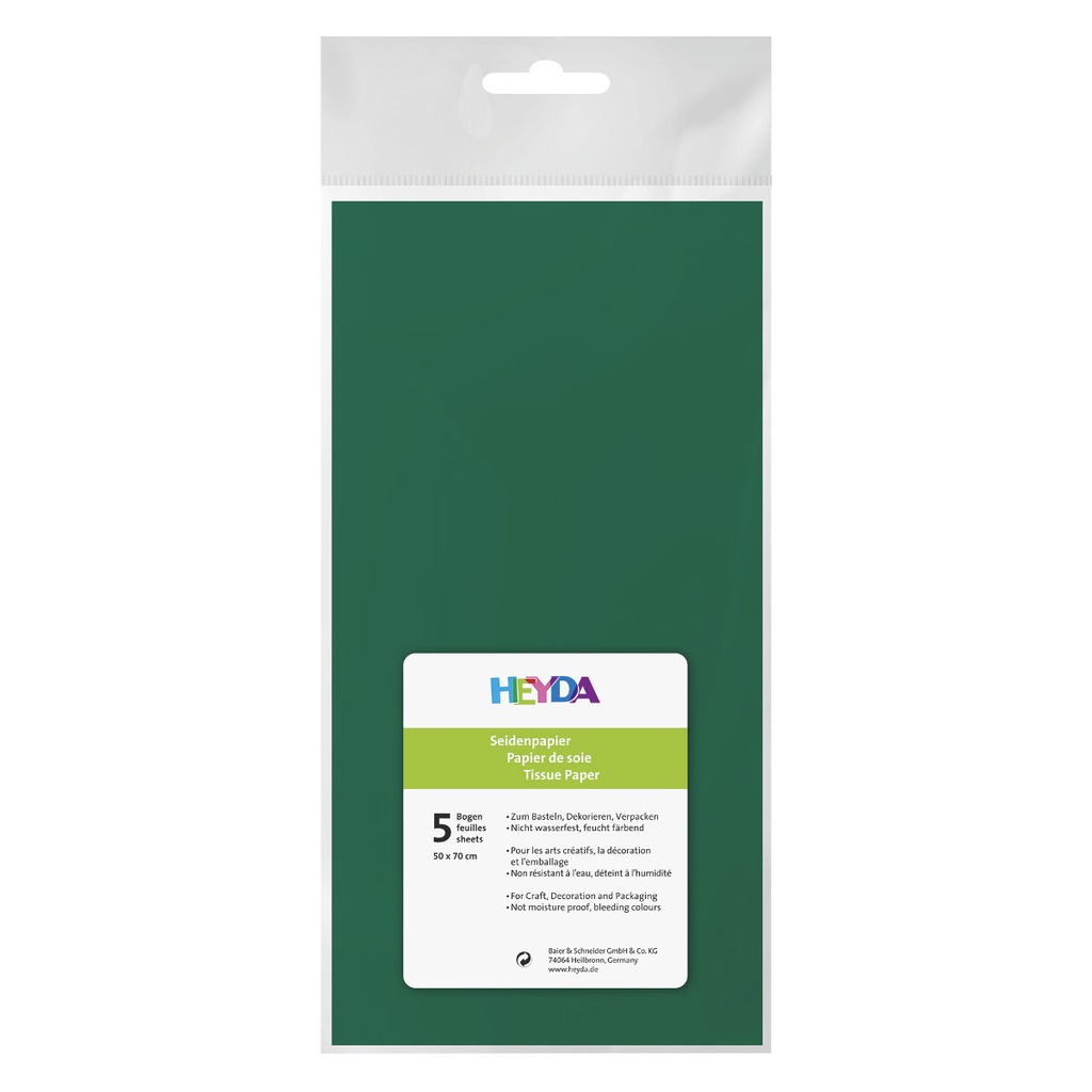 Heyda 203310559 Bleeding Tissue Paper 50cmx70cm 5sht Dark Green ...