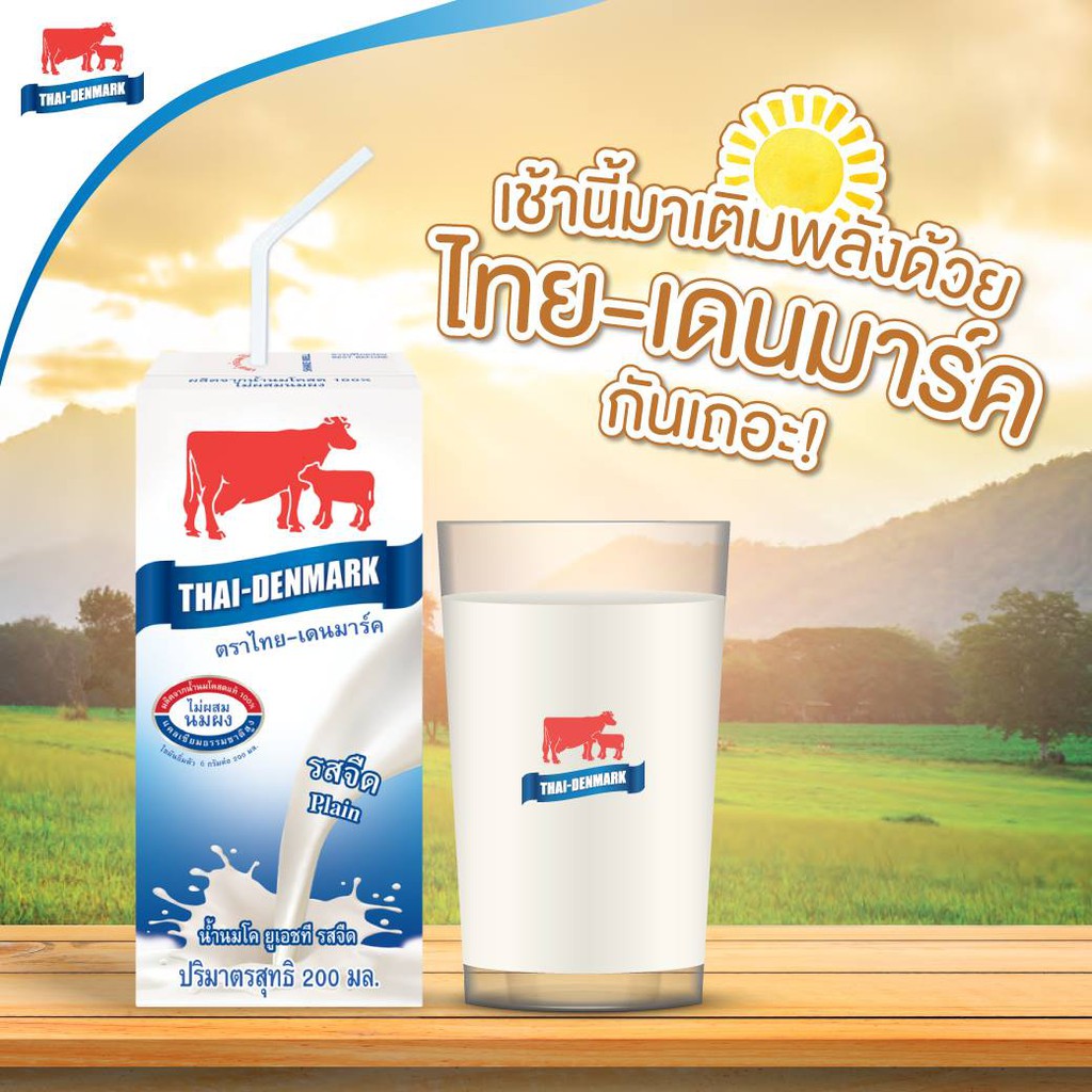 Thai Denmark UHT Milk 250ml x 12 Packs.Plain/ Chocolate. Halal | Shopee ...