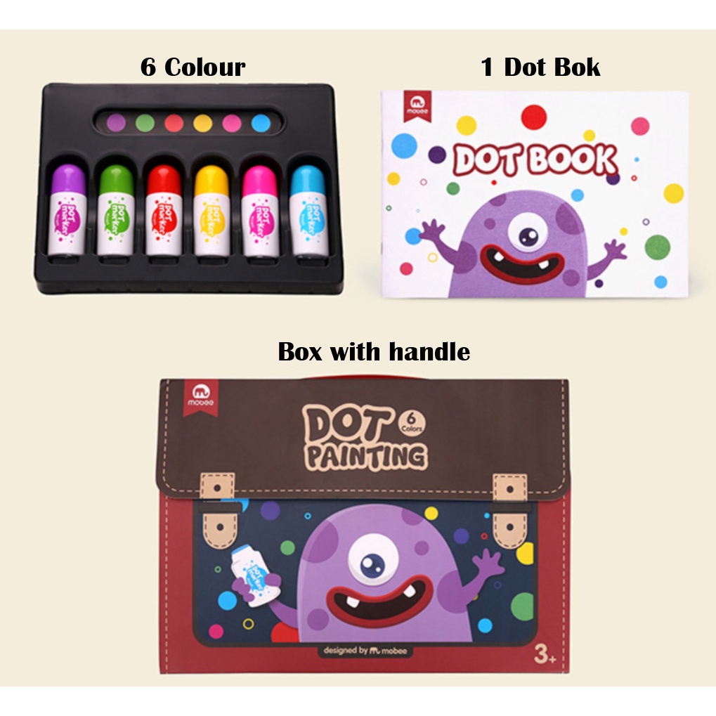 Mobee 6 Colors DOT Marker Art Painting SET Non-Toxic Creative set Craft ...