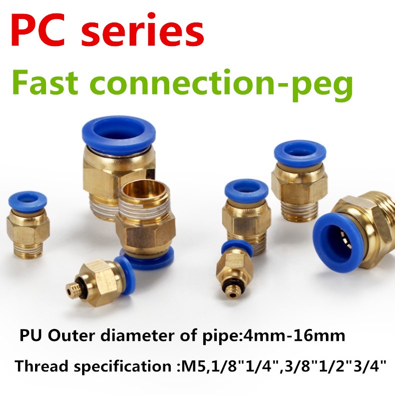PC pneumatic pipe quick joint thread direct head PC external thread ...