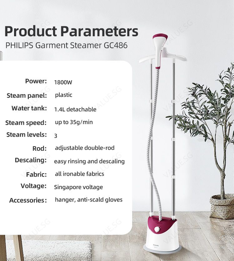 Philips Easy Touch Garment Steamer - GC362/ GC482/ GC486/GC523 - Singapore Plug & 2 Years ...