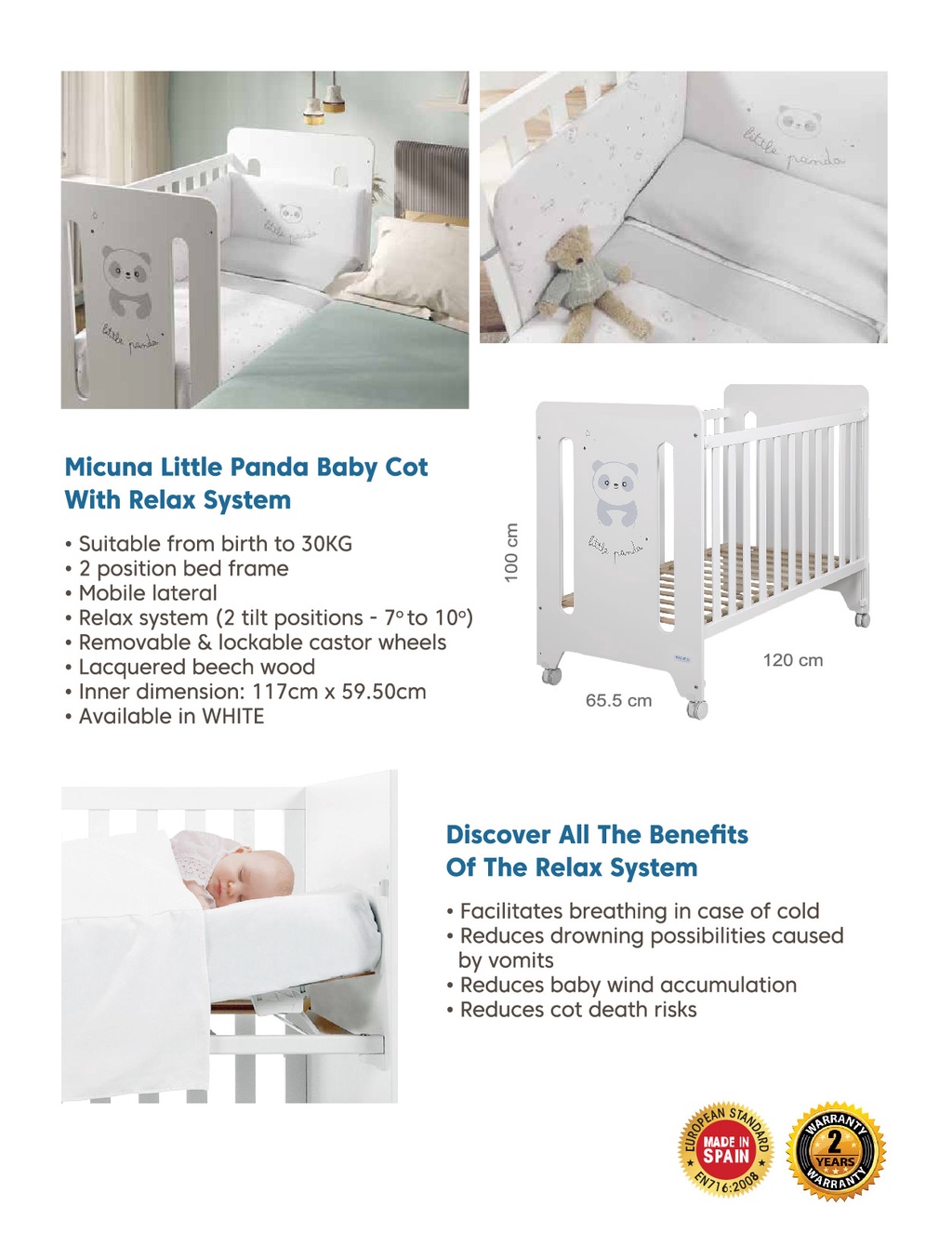 [Jarrons & Co] Micuna Little Panda Baby Cot w/ Relax System (Free 4 ...