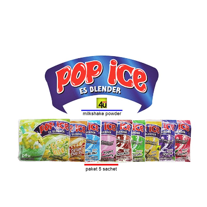 POP ICE - Milk Shake Powder FRUIT Flavor - PACKAGE OF 5 SACHETS ...