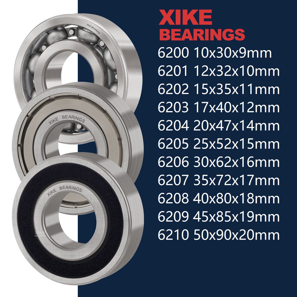 XiKe 6200 6201 6202 6203 6204 6205 6206 6207 2RS/ZZ/Open Deep Groove Ball Bearings | Shopee ...