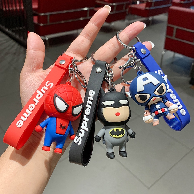 Marvel DC Cartoon Superhero Keychain Batman Spiderman Cartoon Pendant ...