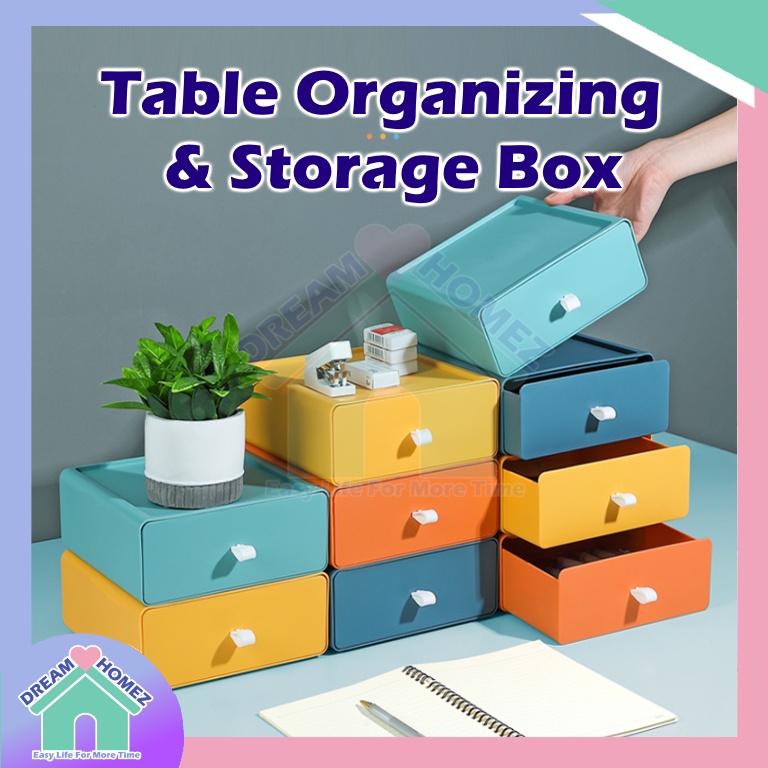 [DHomez] Storage Box Drawer Colourful Organizing Box Office Desk ...