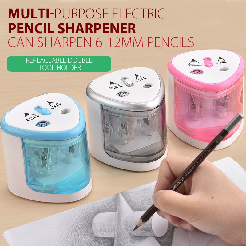 Tenwin Electric Pencil Sharpener Two Holes Desktop Student Automatic ...