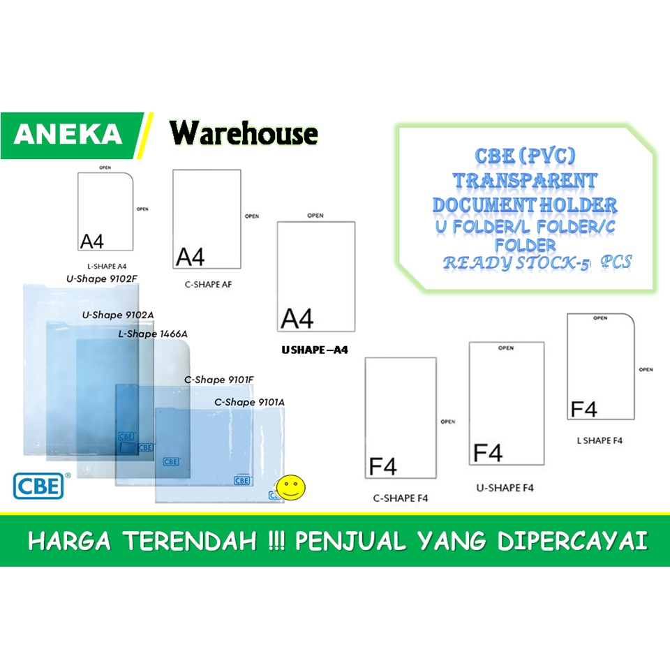 CBE A4 Transparent PVC U-Shape / L-Shape / C-Shape / Paper Document ...
