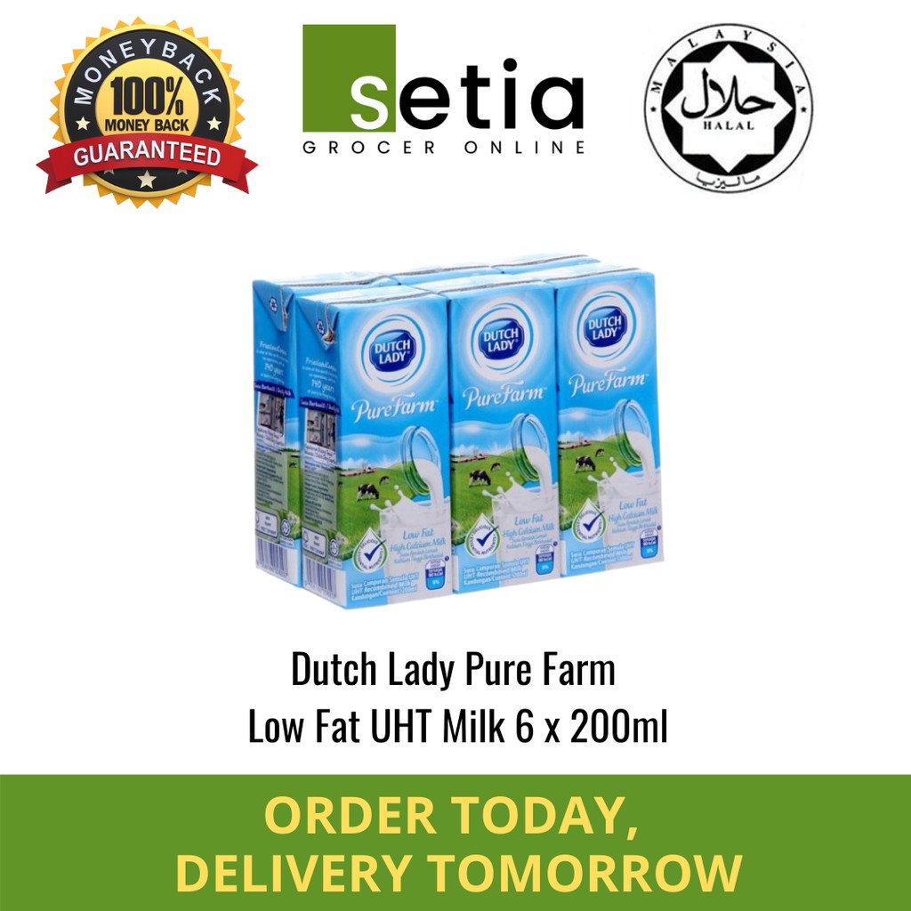 Dutch Lady Pure Farm Low Fat UHT Milk 6 x 200ml | Shopee Singapore