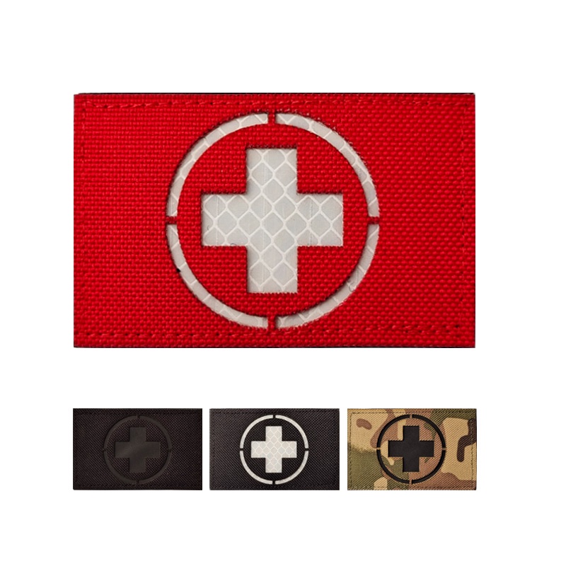Infrared Reflective Red Cross Badge Cloth Velcro Hook Ring Sticker ...