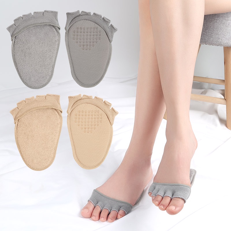 Wear-resistant Forefoot Five Toe Half Socks / Women's Invisible High ...