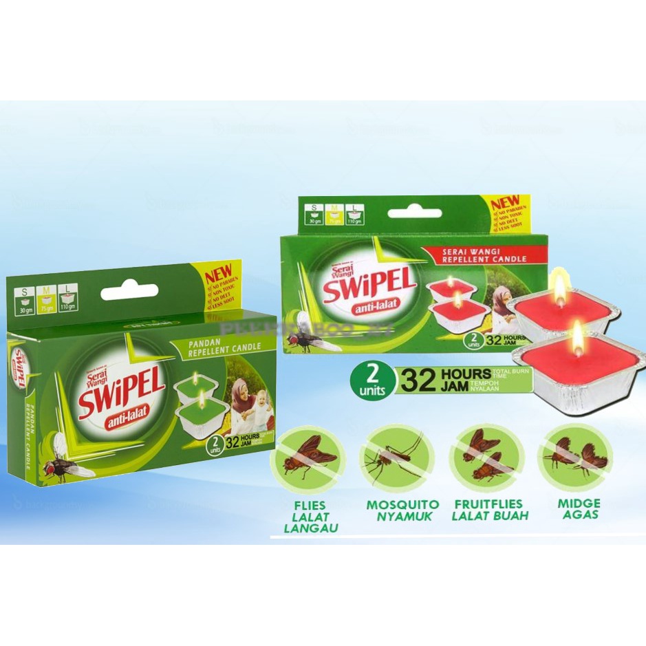 SWiPEL Candle Anti Lalat 150GM (2 PSC) SERAI WANGI/PANDAN | Shopee ...