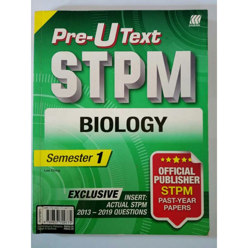 Stpm Biology Reference Book Semester 1 Book Of Sasbadi Biology STPM ...