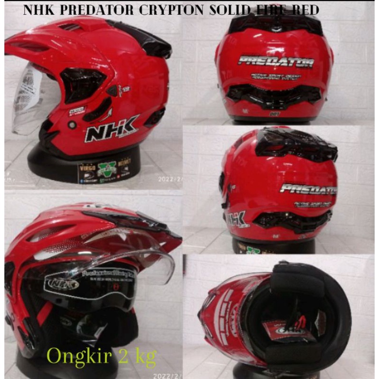 Nhk PREDATOR HELMET CRYPTON SOLID FIRE RED DOUBLE VISOR | Shopee Singapore