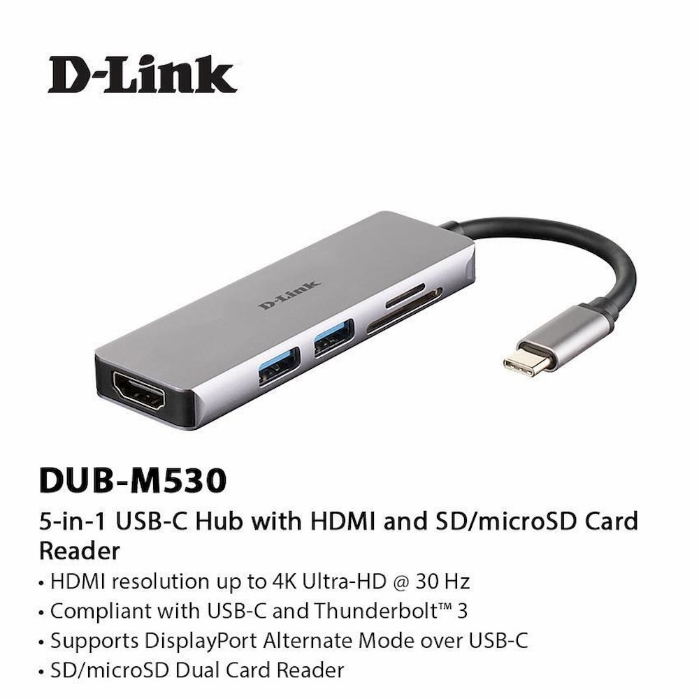 D-Link DUB-M530 5-in-1 USB-C Hub with HDMI And SD/ MicroSD Card Reader ...