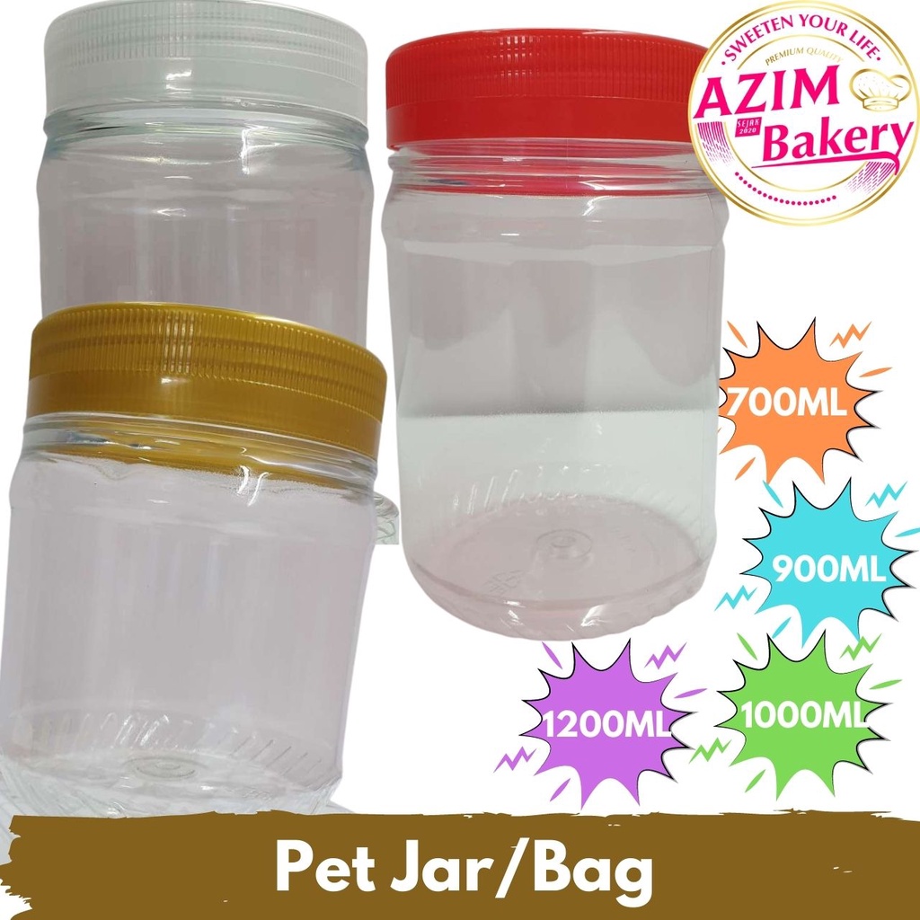 RANDOM Pet Jar Round (1Bag) 700ml, 900ml, 1000ml, 1200ml Balang Kuih ...