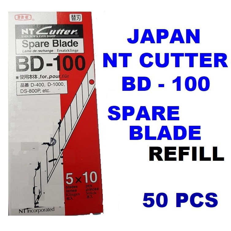 JAPAN NT CUTTER BD-100 SPARE BLADE KNIFE REFILL 50PCS | Shopee Singapore