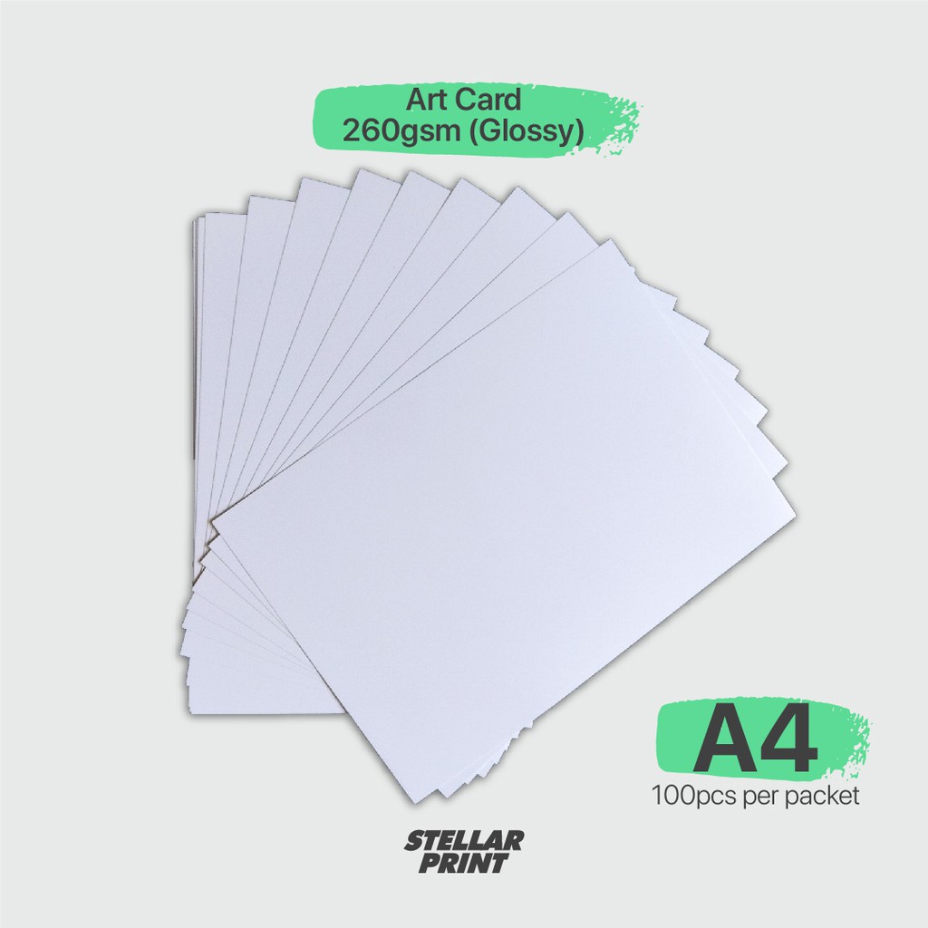 Art Card (260gsm) / Glossy Card / A4 Size Card Paper (100pcs/pack ...