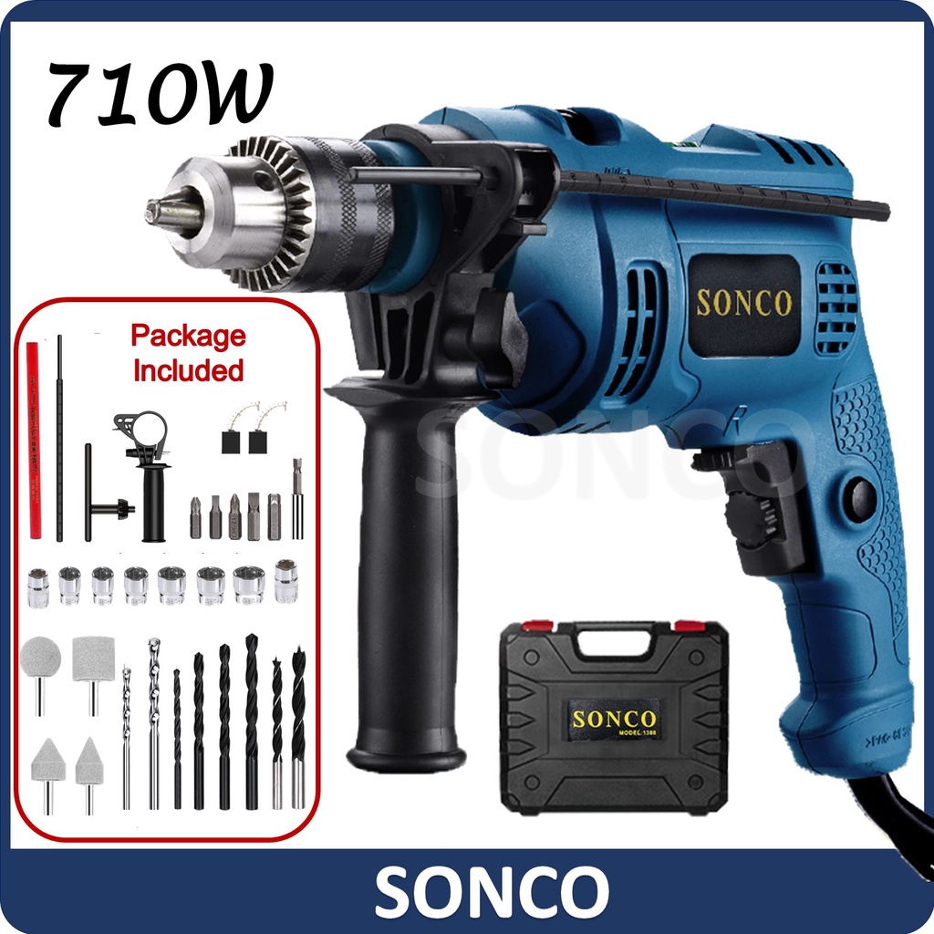 SONCO 710W Proffesional Electric Hammer Impact Drill 13MM with 2 Action ...