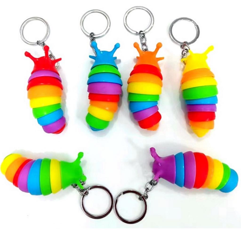 Mini Slug Fidget Toy with Keychain Cute Caterpillar Shape Stress ...